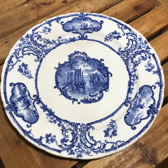 Kitchen | Vintage Cauldon England Delftland Ships Dinner Plate | Poshmark